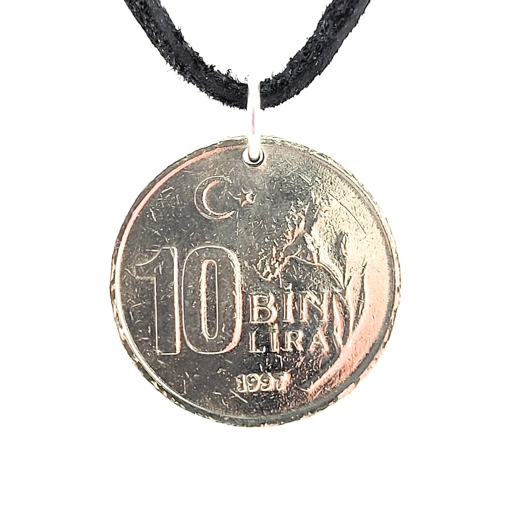 Turkey Coin Necklace, 10 Bin Lira, Mens Necklace, Womens Necklace, Coin ...