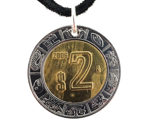 Mexican Coin Neckace, 2 Pesos, Coin Pendant, Leather Cord, Mens ...