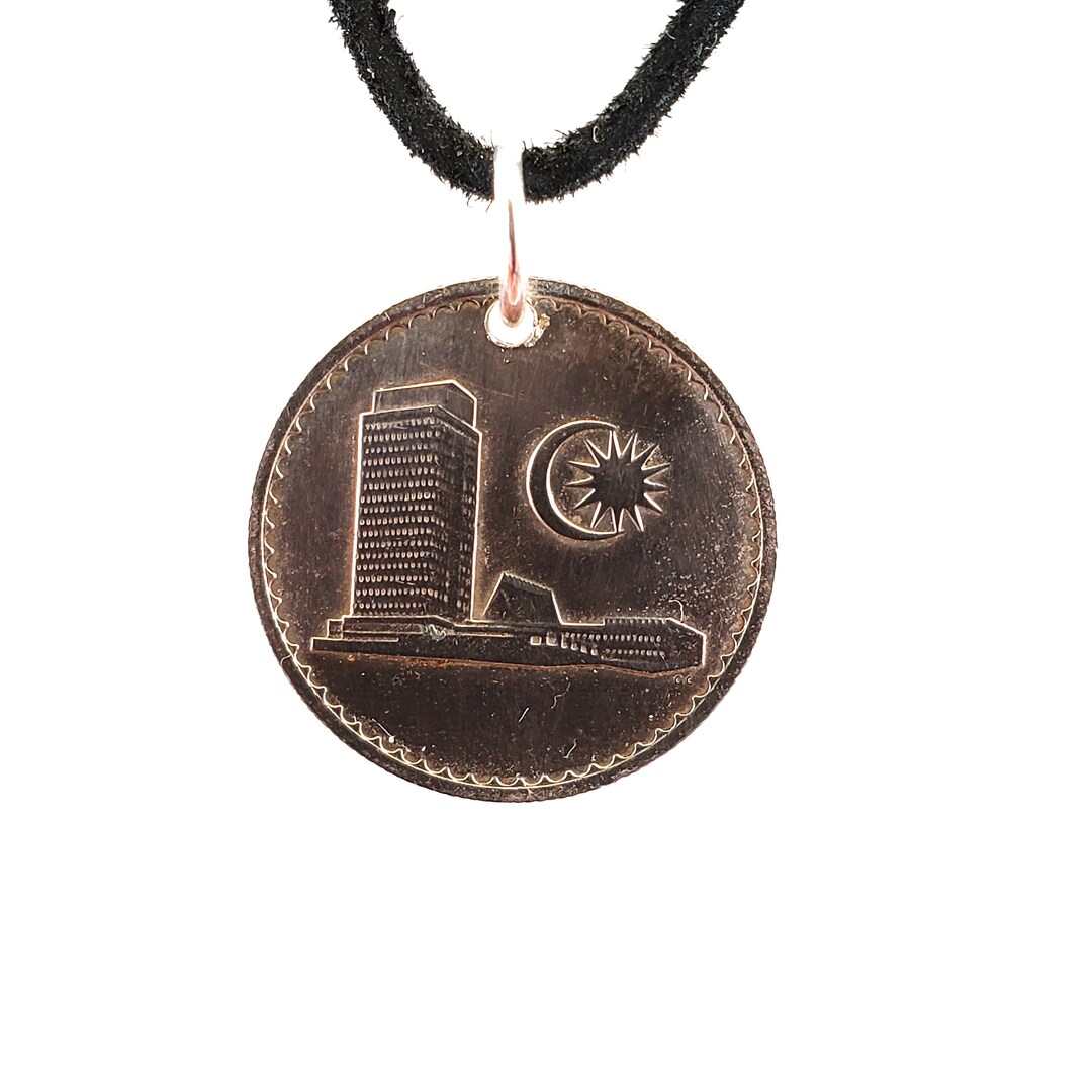 Malaysia Coin Necklace, 10 Sen Coin, Leather Cord, Mens Necklace ...