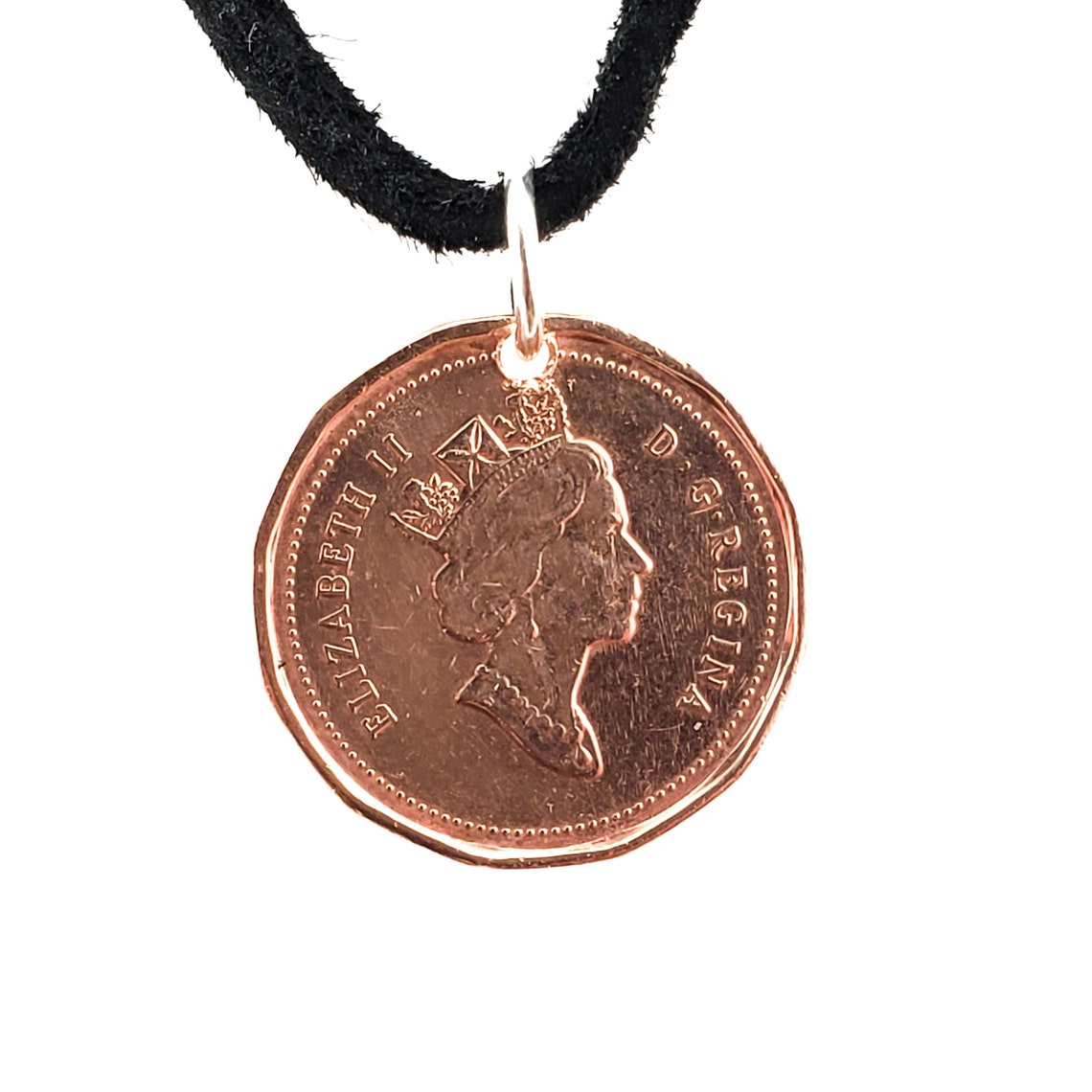 Canadian Coin Necklace, 1 Cent, Penny, Coin Pendant, Leather Cord, Mens ...