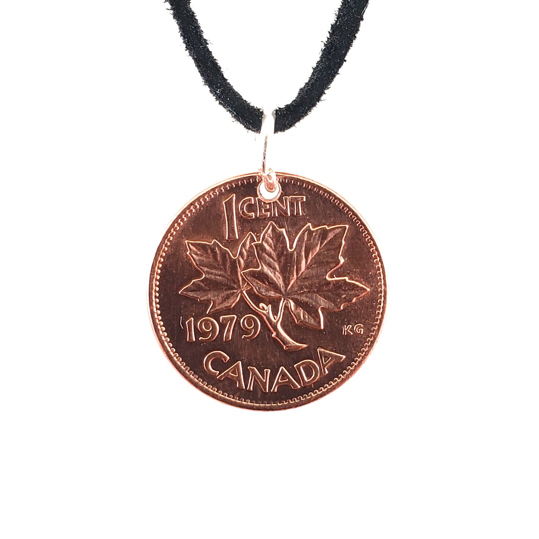 Maple Leaf Coin Necklace, Canadian 1 Cent, Penny, Coin Pendant, Leather ...