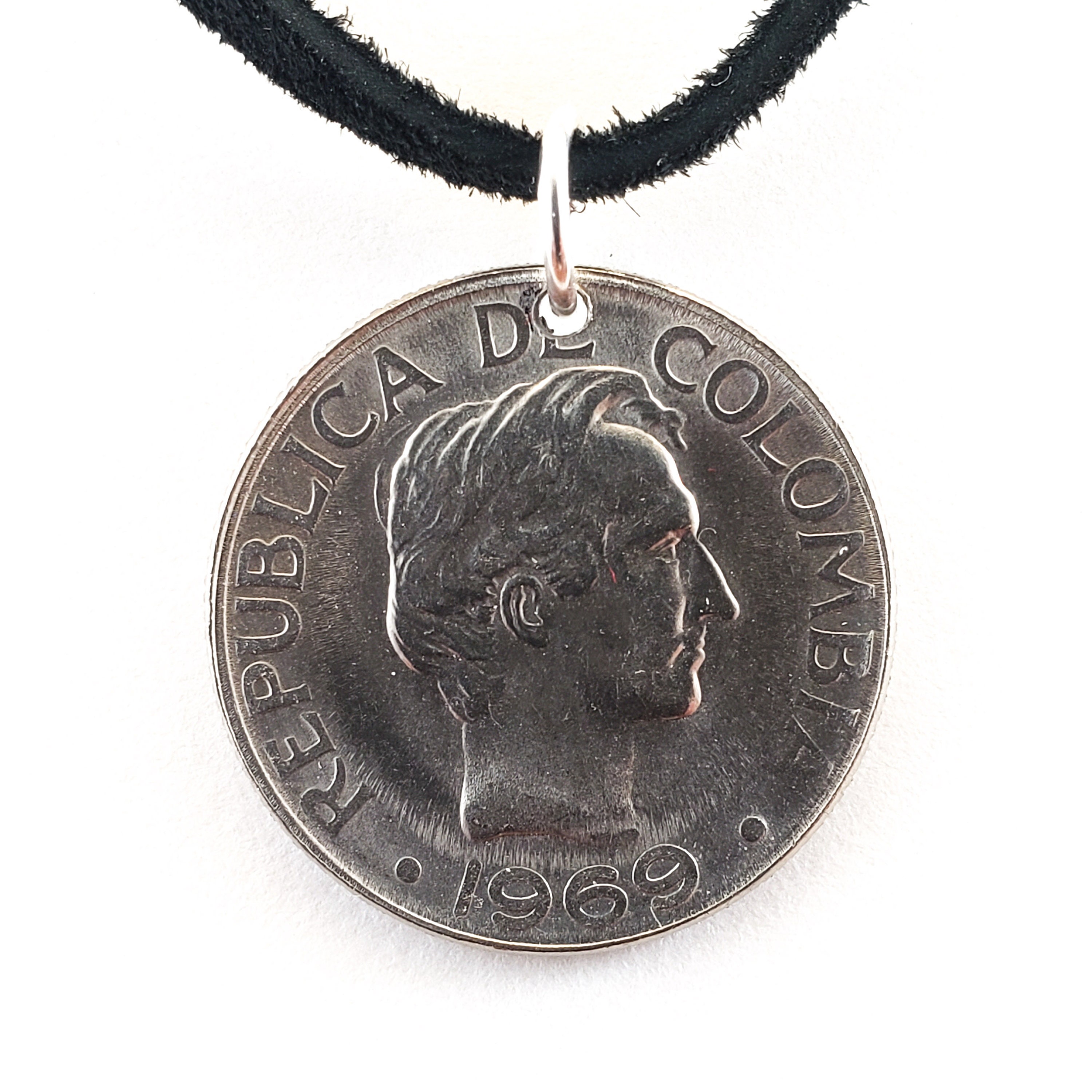 Colombia Coin Necklace 20 Centavos Coin Pendant Leather | Etsy