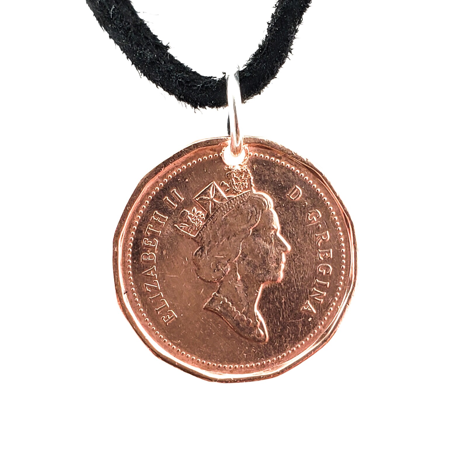 Canadian Coin Necklace, 1 Cent, Penny, Coin Pendant, Leather Cord, Mens ...