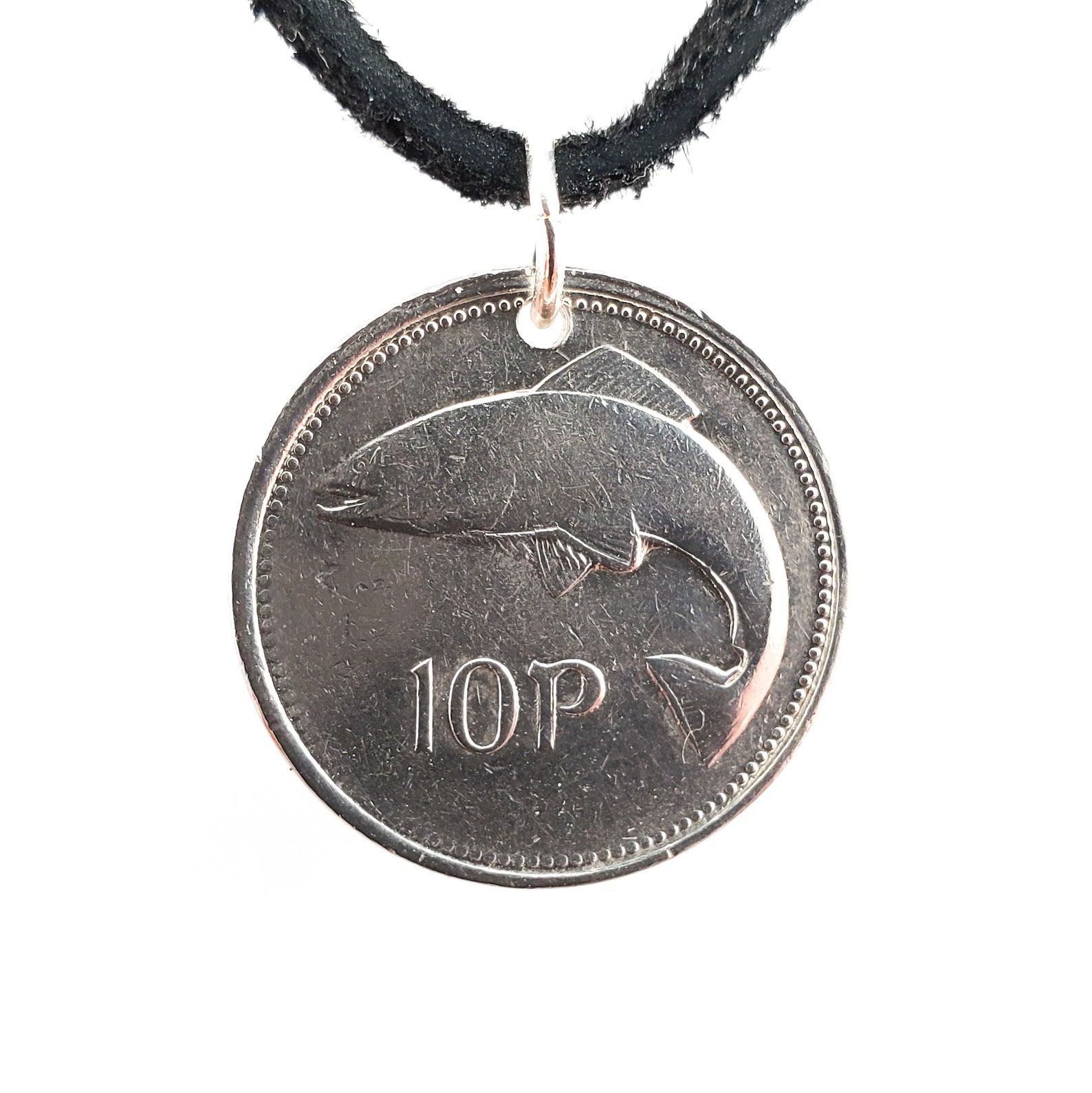 Irish Coin Necklace, 10 Pence, Coin Pendant, Leather Cord, Mens ...