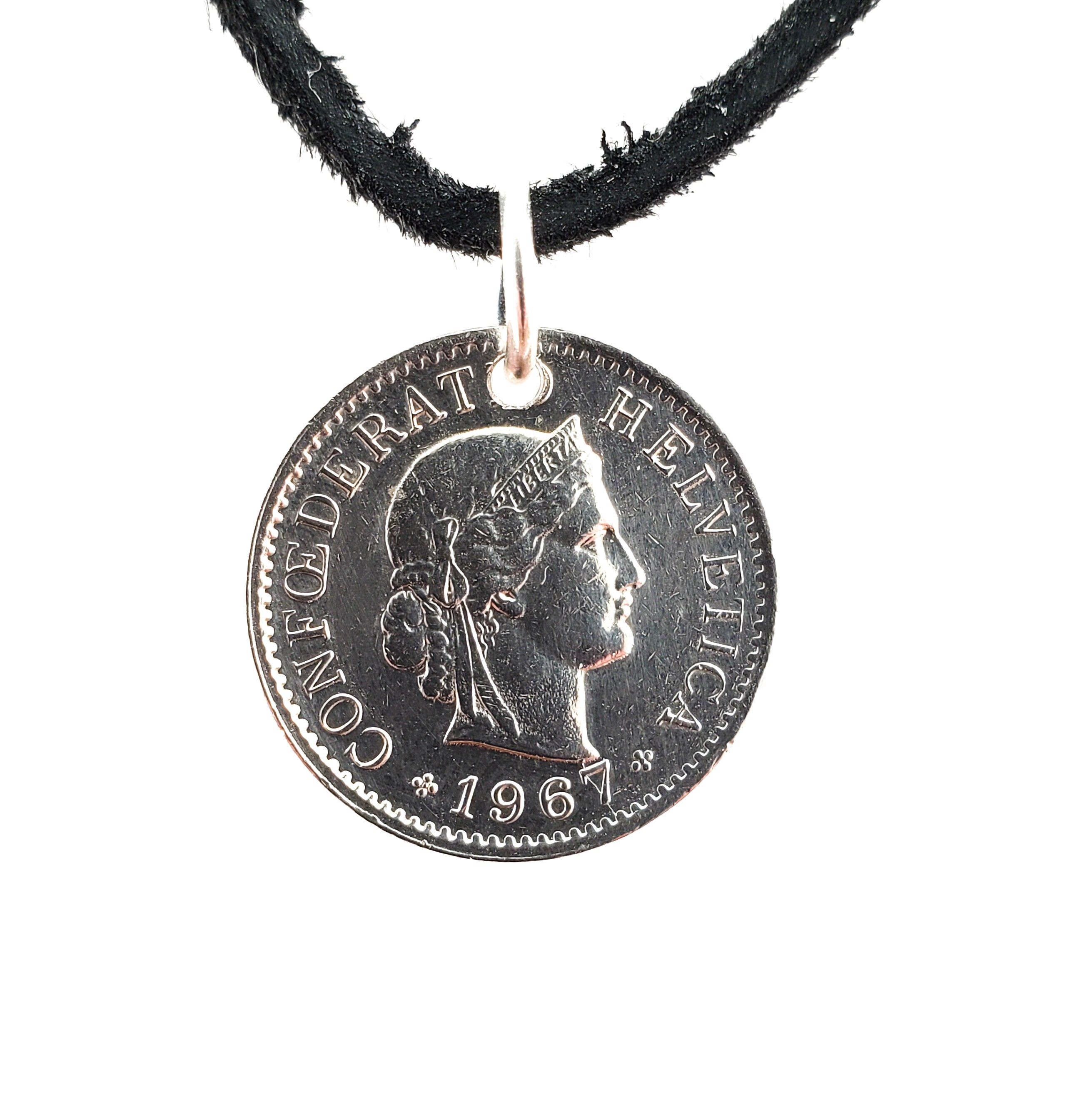 Swiss Coin Necklace 5 Rappen Coin Pendant Leather Cord | Etsy