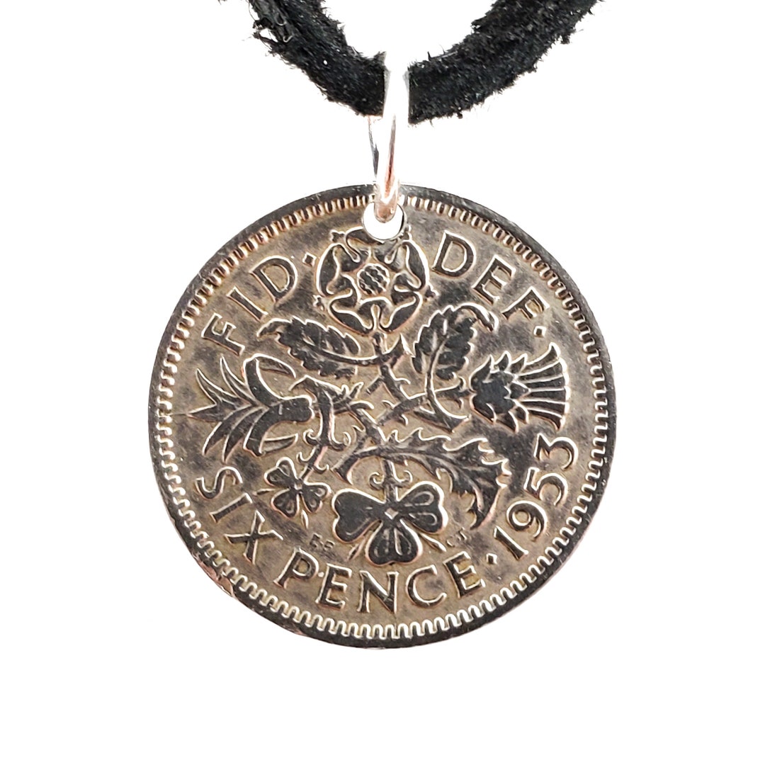Six Pence Coin Necklace, Coin Pendant, England, Sixpence, Mens Necklace ...