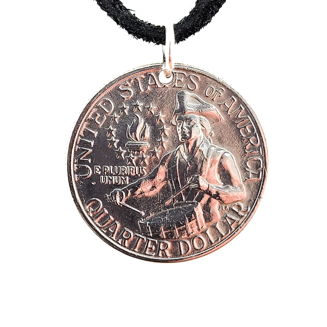 Bicentennial Coin Necklace, Pendant, United States Quarter, 25 Cents ...