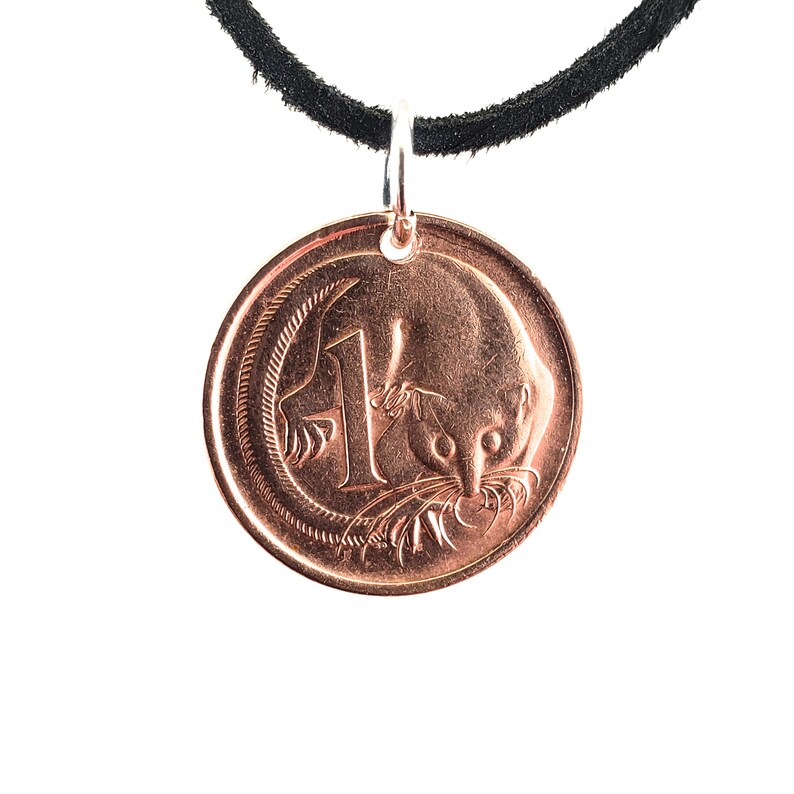 Possum Coin Necklace Australian 1 Cent Coin Pendant Leather | Etsy