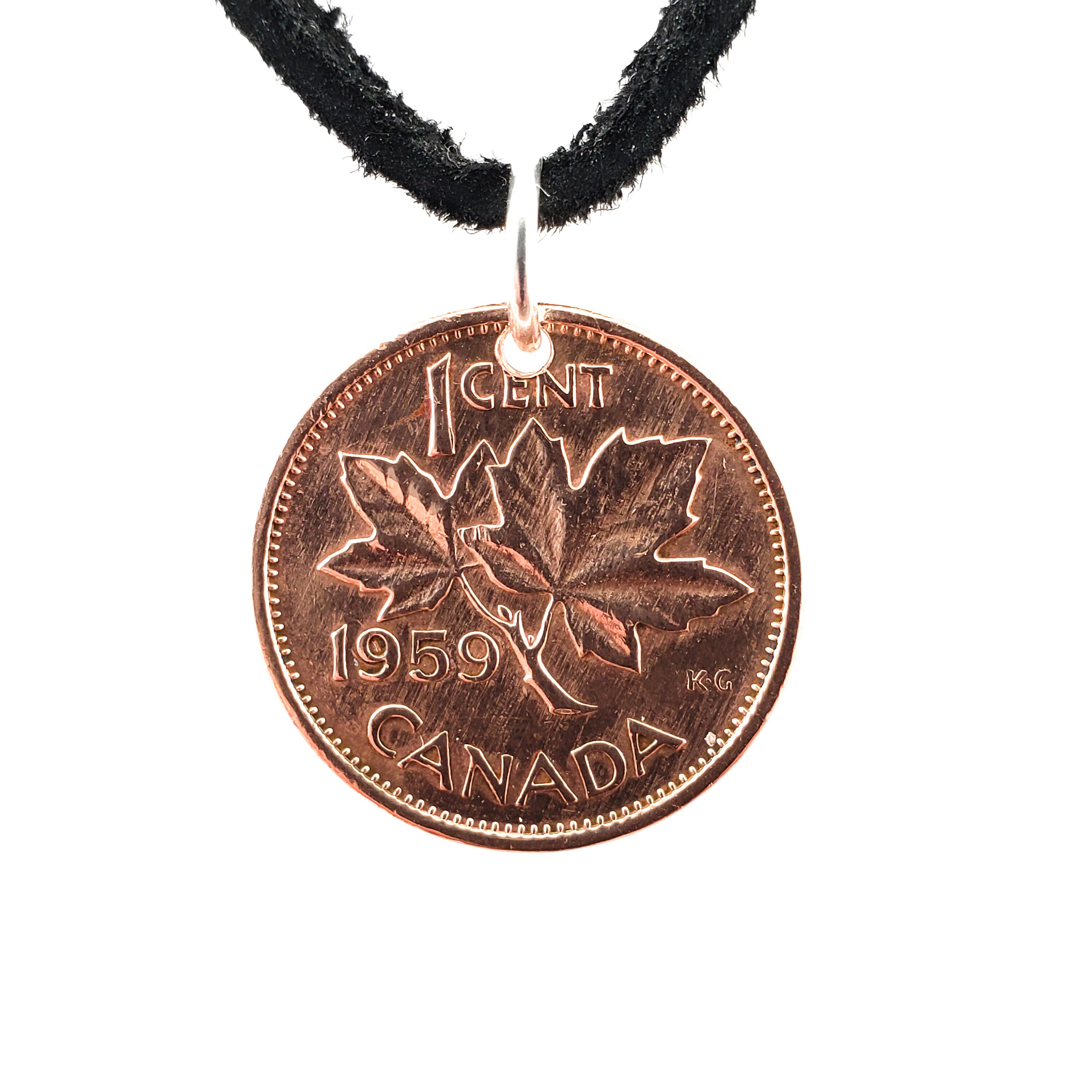 Maple Leaf Coin Necklace, Canadian 1 Cent, Penny, Leather Cord, Mens ...