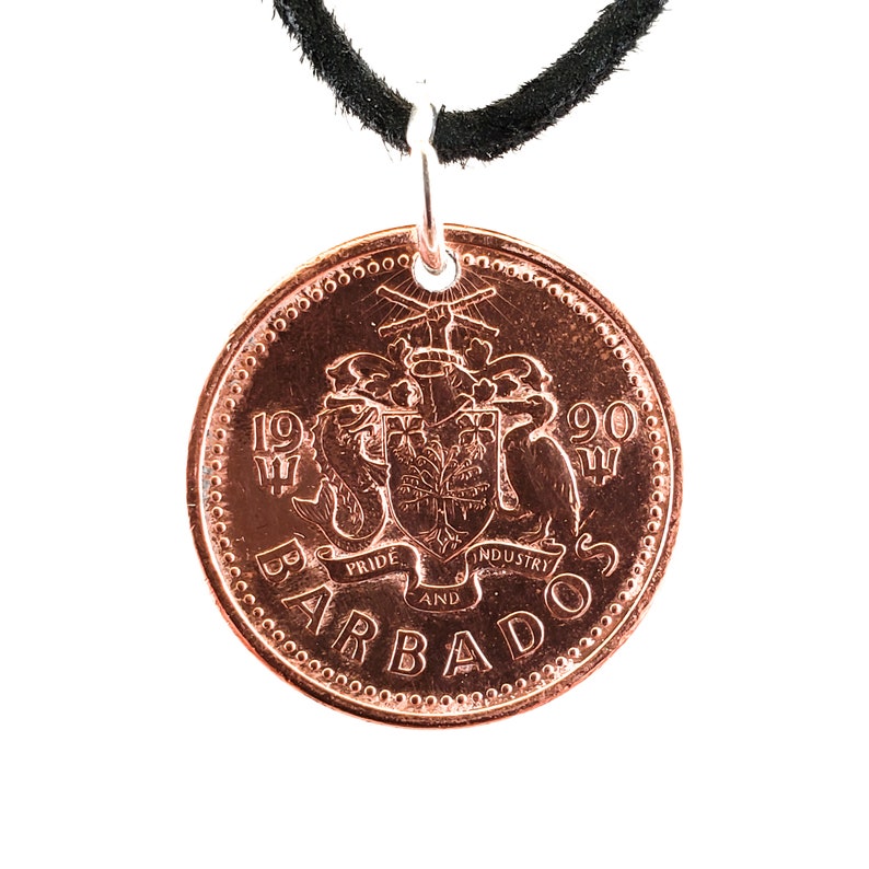 Barbados Coin Necklace 1 Cent Trident Pendant Coin Pendant | Etsy