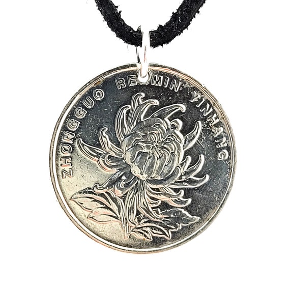 Chinese Flower Coin Necklace 1 Yuan Chrysanthemum Coin - Etsy