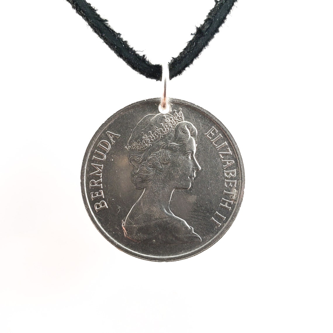 Bird Coin Necklace, Bahamas 25 Cents, Coin Pendant, Leather Cord, Men's ...