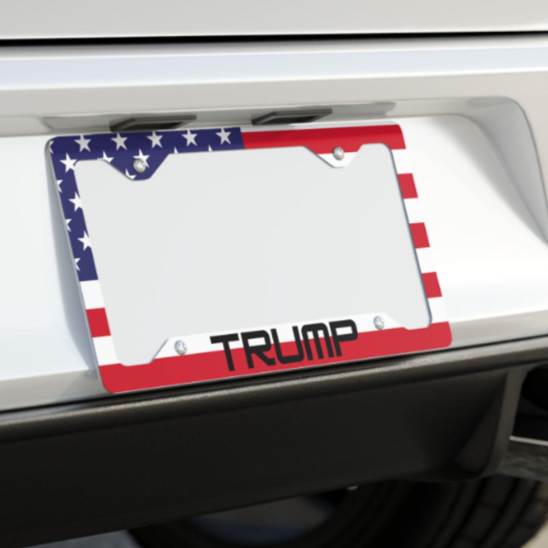 Trump License Plate Frame, American Flag Patriotic Car Accessory, USA ...