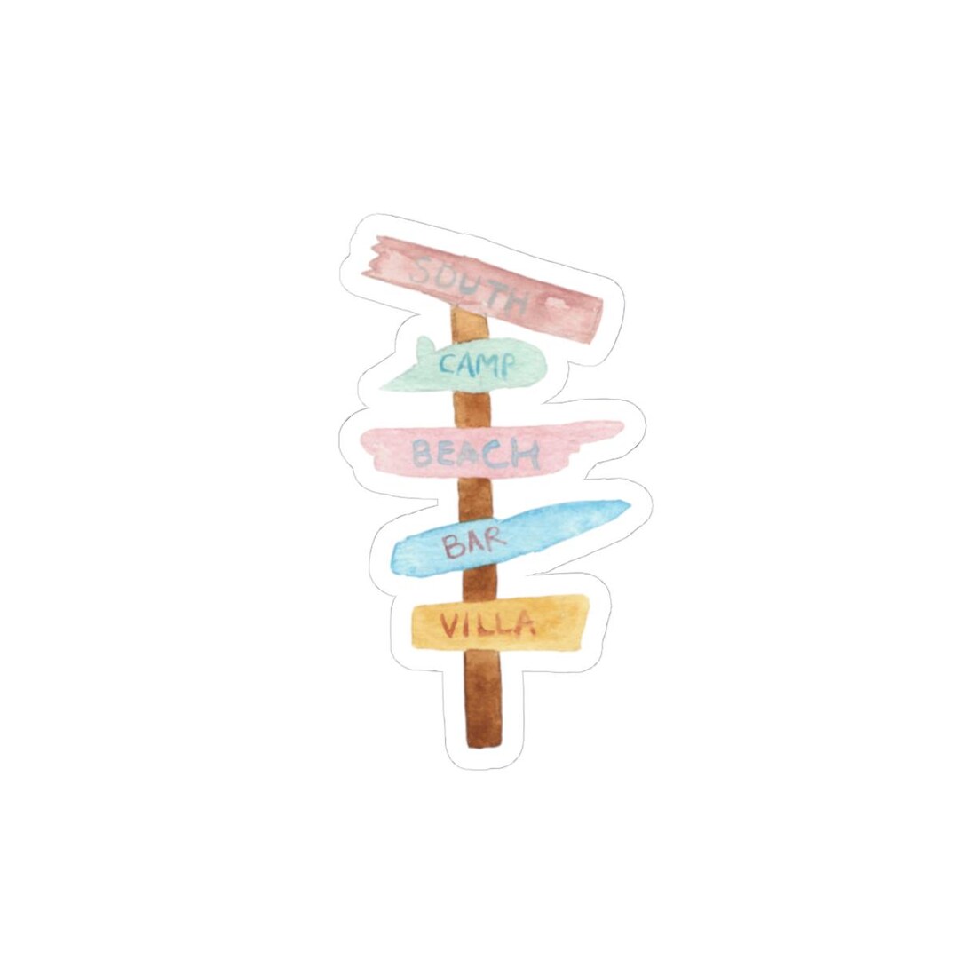 Whimsical Directional Sign Kiss-cut Stickers | Beach, Camp, Bar Decor ...