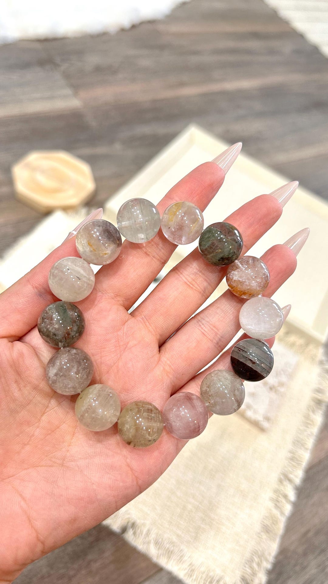 Natural Garden Quartz Phantom Crystal Bracelet: Multi-color Ghost ...