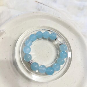Natural Baby Blue Quartz Bracelet: Calm Communication Crystal, 11mm (6. ...