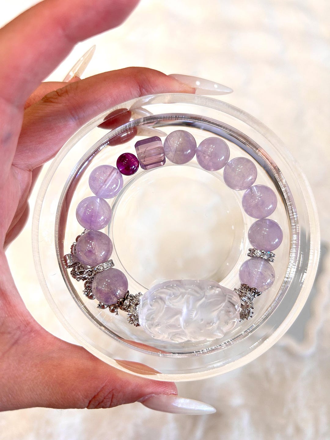 Natural Amethyst Nine-tailed Fox Bracelet – Natural Crystal Talisman ...