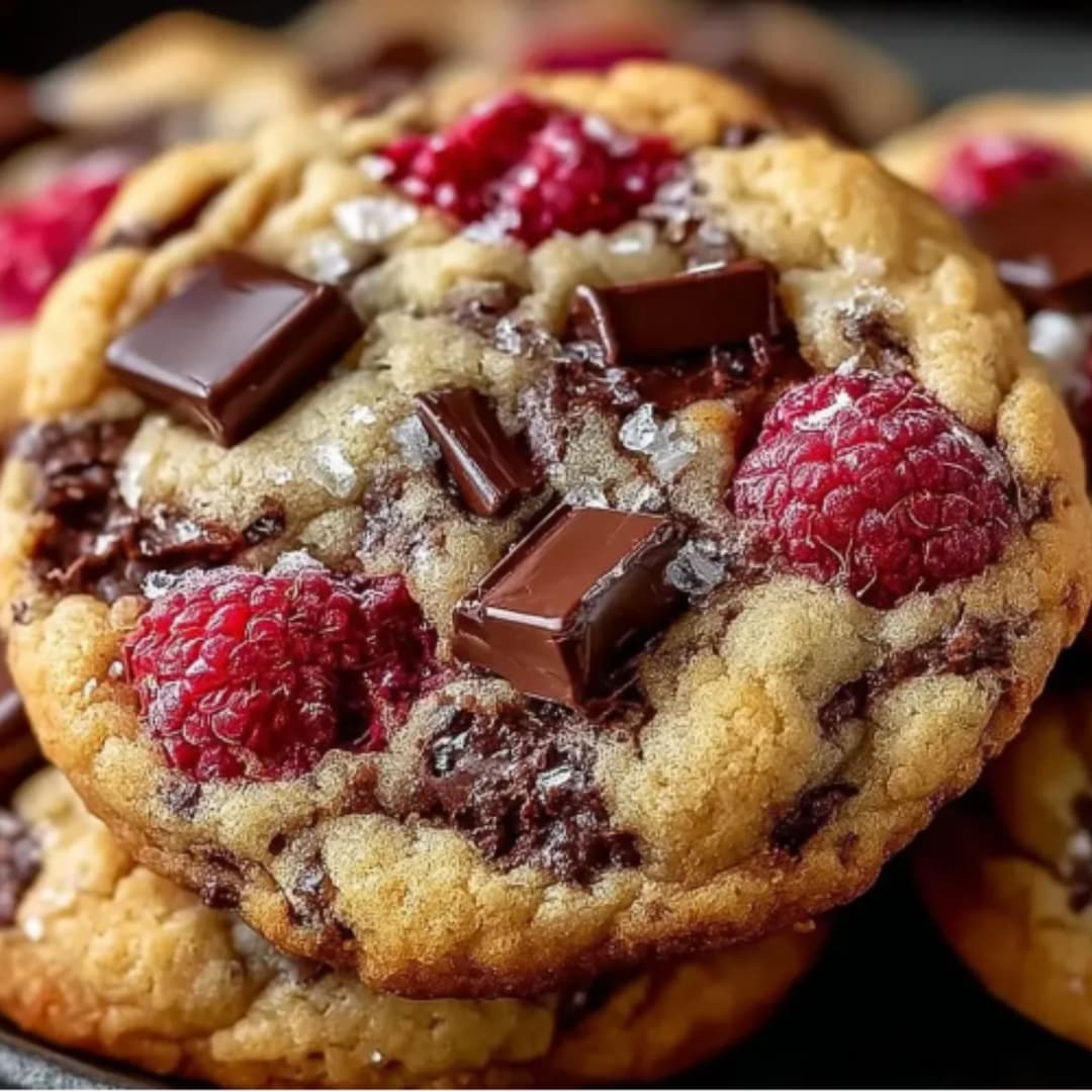 Raspberry Chocolate Chunk Cookies Recipe | Soft Chewy Bakery Style ...