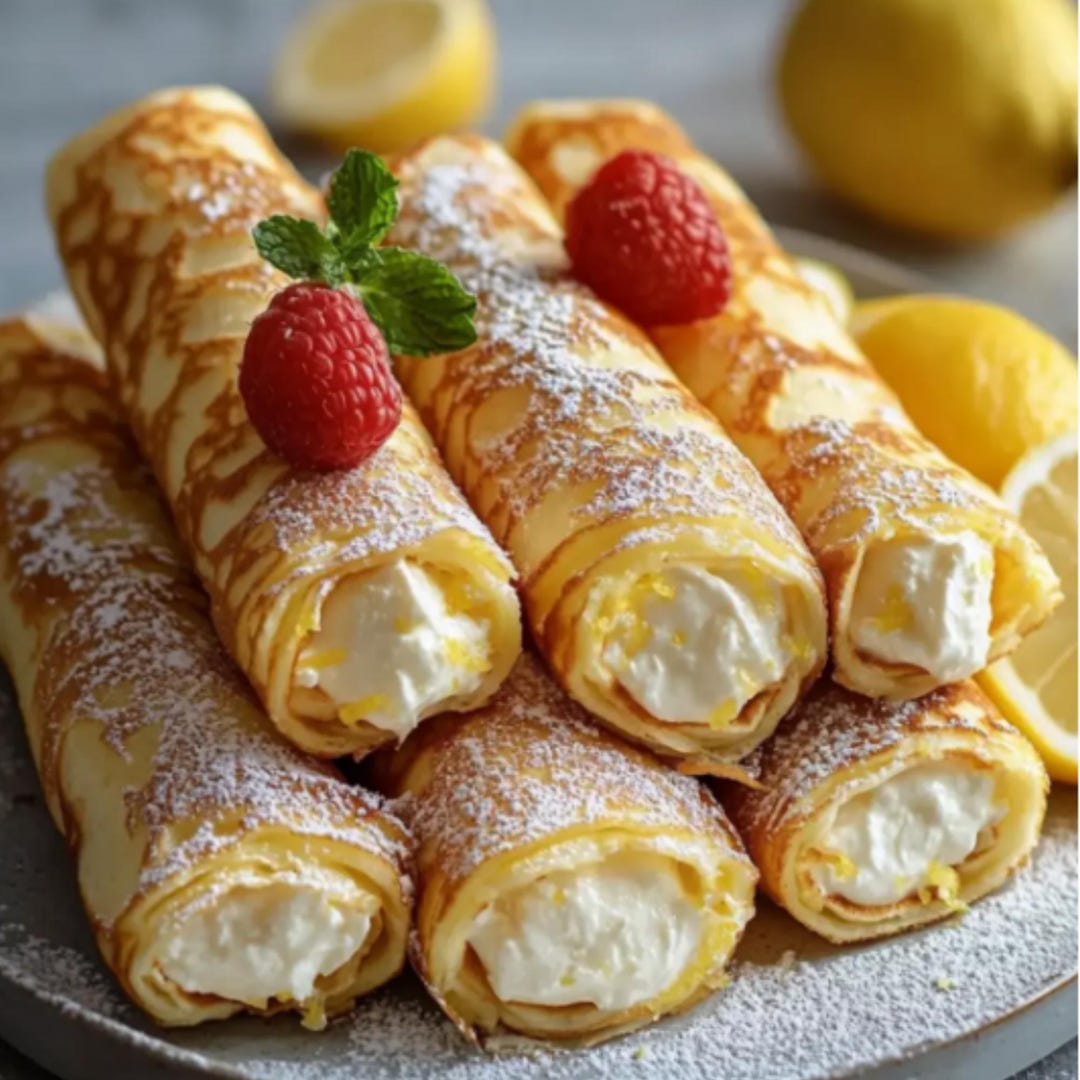 Lemon Cream Cheese Stuffed Pancake Rolls Recipe | Easy Brunch Treat ...