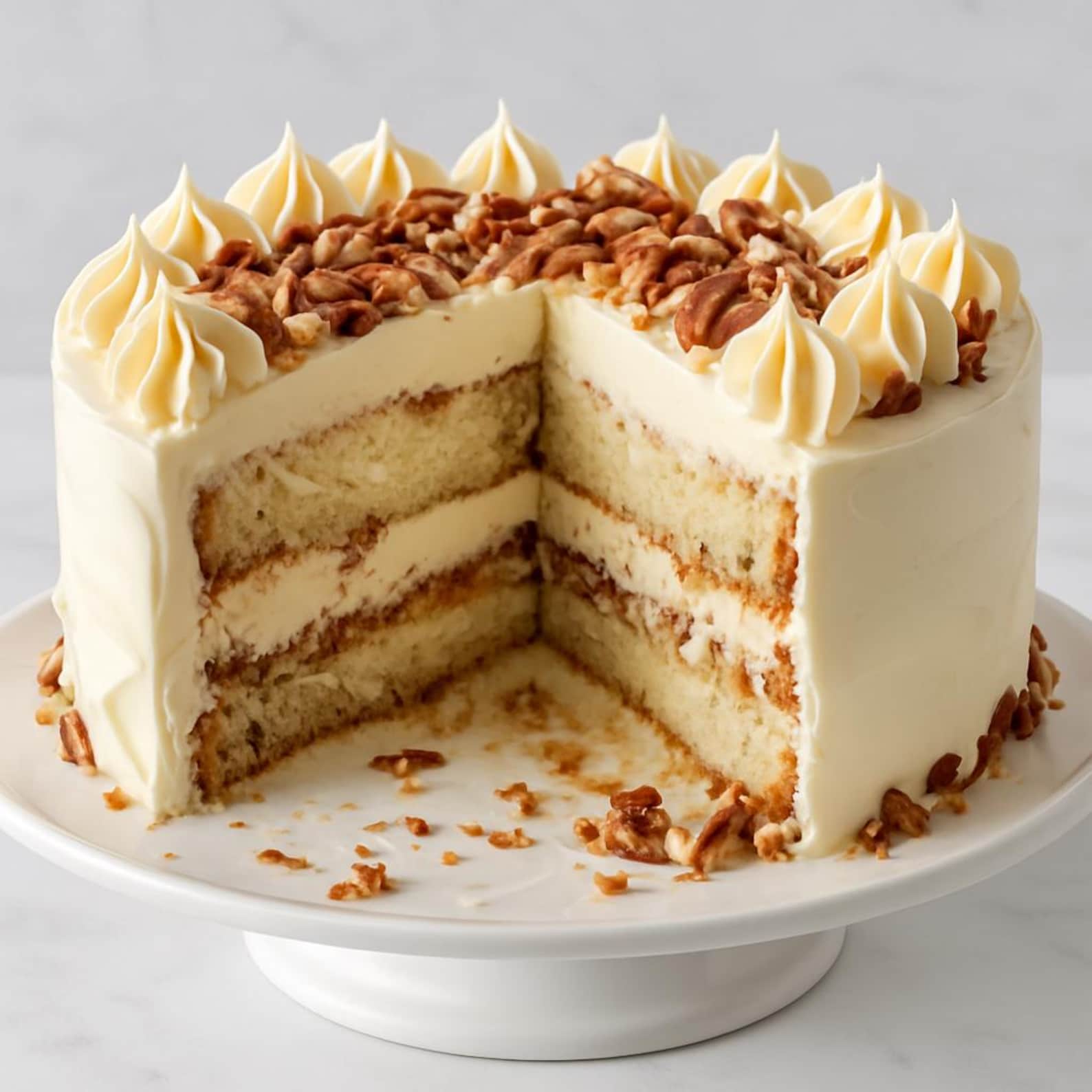 Quick Italian Cream Cake Recipe | Moist Coconut Pecan Layer Cake With ...