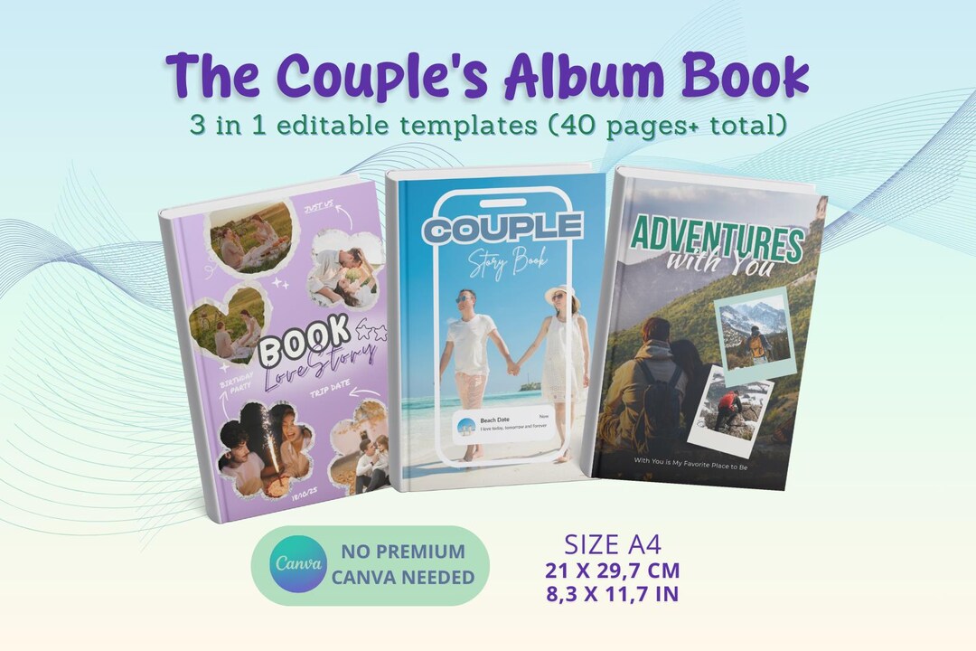 Modern Couples Scrapbook Canva Template | Digital Love Story Photo Book ...