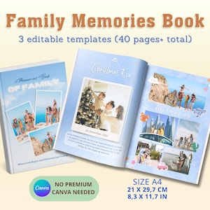 Printable Family Album Canva Template: 3 Design (40+ Pages A4), Family ...