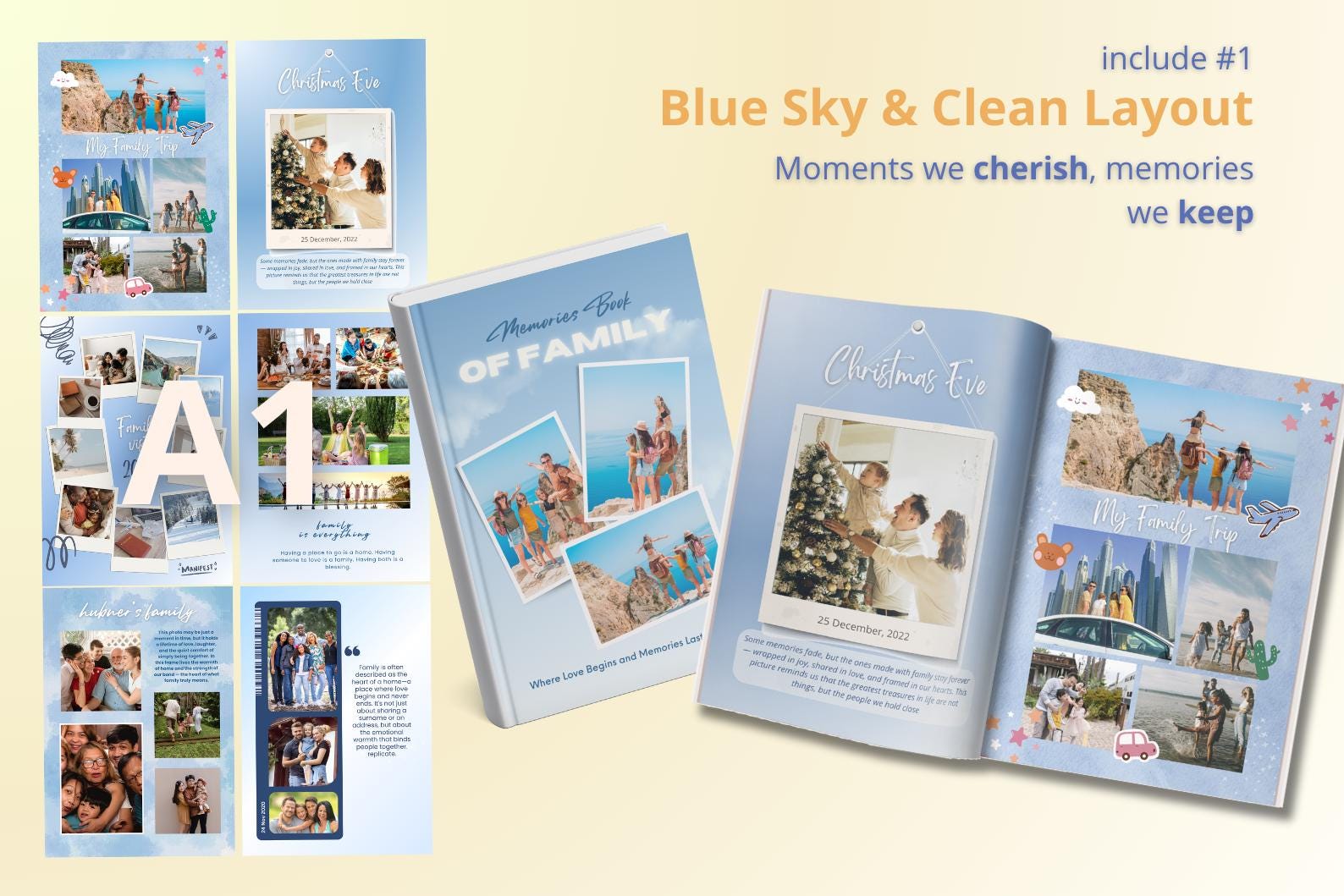 Printable Family Album Canva Template: 3 Design (40+ Pages A4), Family ...