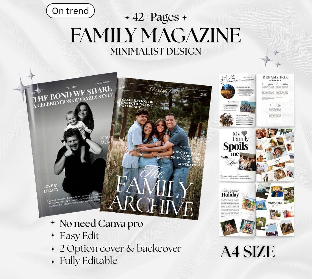 Family Magazine Template Canva, Family Yearbook Template, Family Memory ...