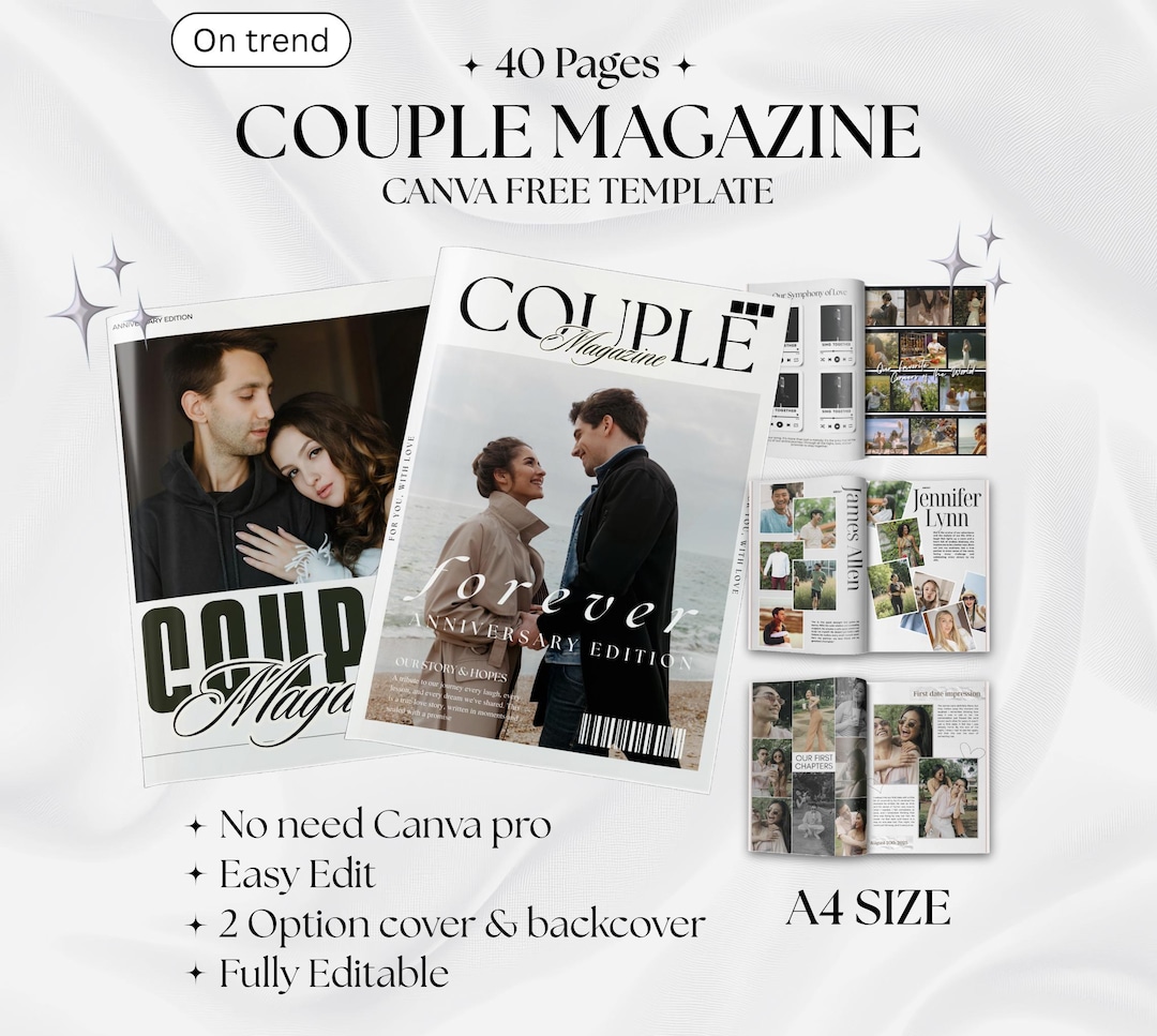 Anniversary Couples Magazine Canva Template, Gift for Him and Her, Love ...