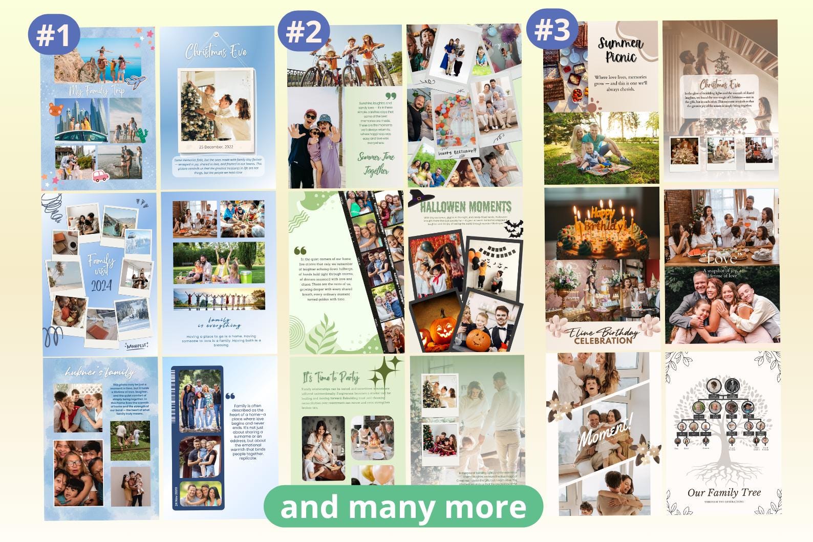 Printable Family Album Canva Template: 3 Design (40+ Pages A4), Family ...
