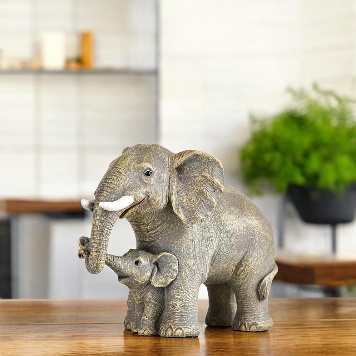 Elephant Statue Graceful Elephant Trunk Statue, Lucky Wealth Figurine ...