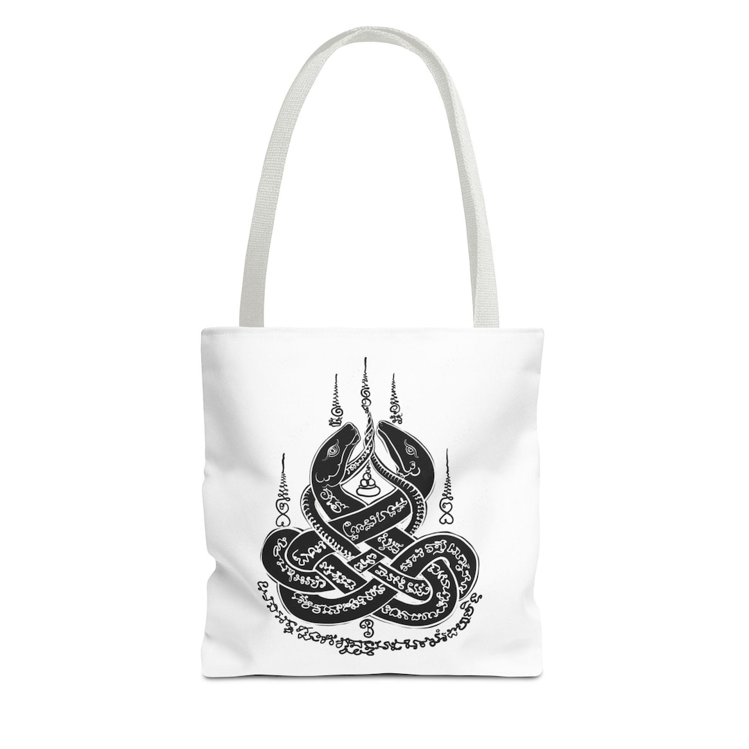 Mystical Thai Snake Sak Yant Tattoo Design Tote Bag, Bohemian Tote, Eco ...