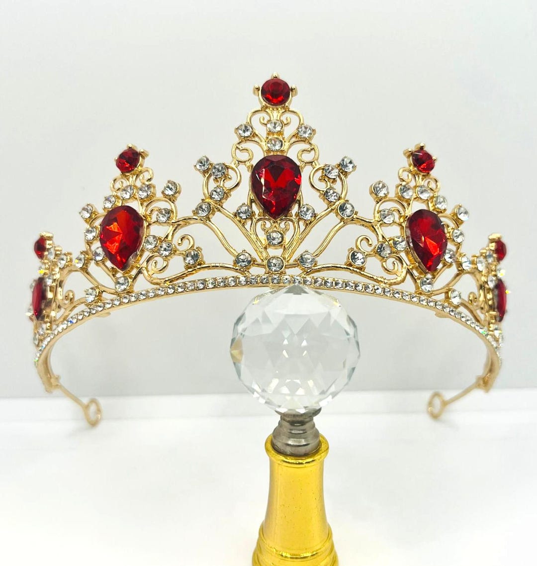 Luxurious Tiara Gold With Red Rhinestones – Perfect Crown for Henna ...
