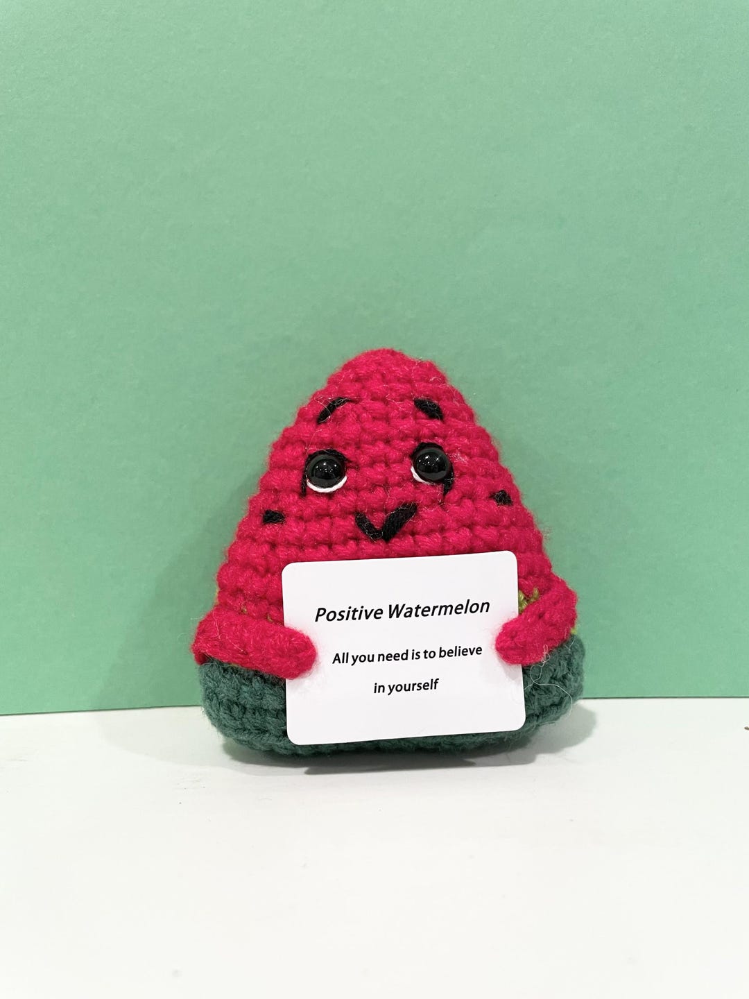 1 Pc Crochet Watermelon With Positive Card - Etsy