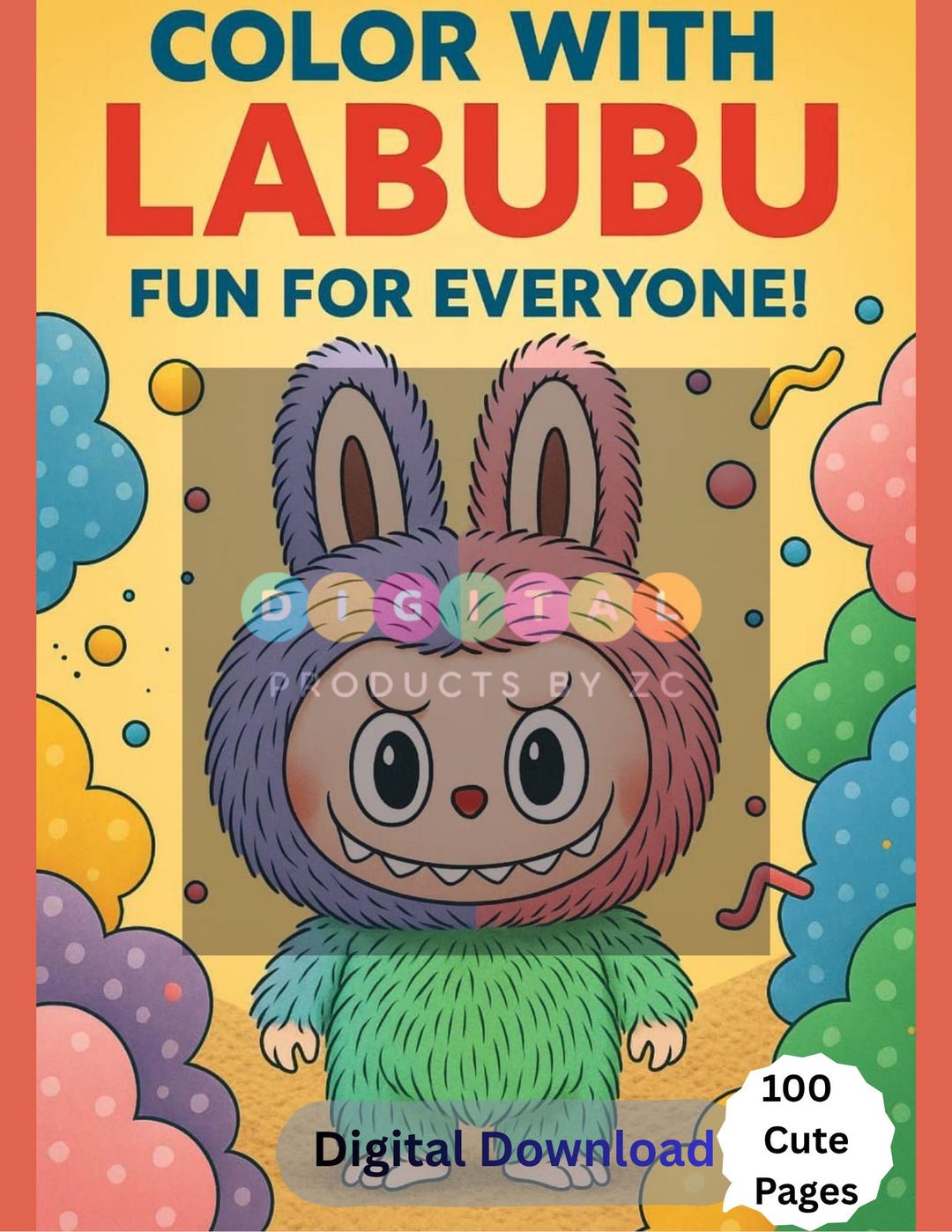 Labubu Coloring Book | Kawaii Monster Art, Fun Activity (digital ...