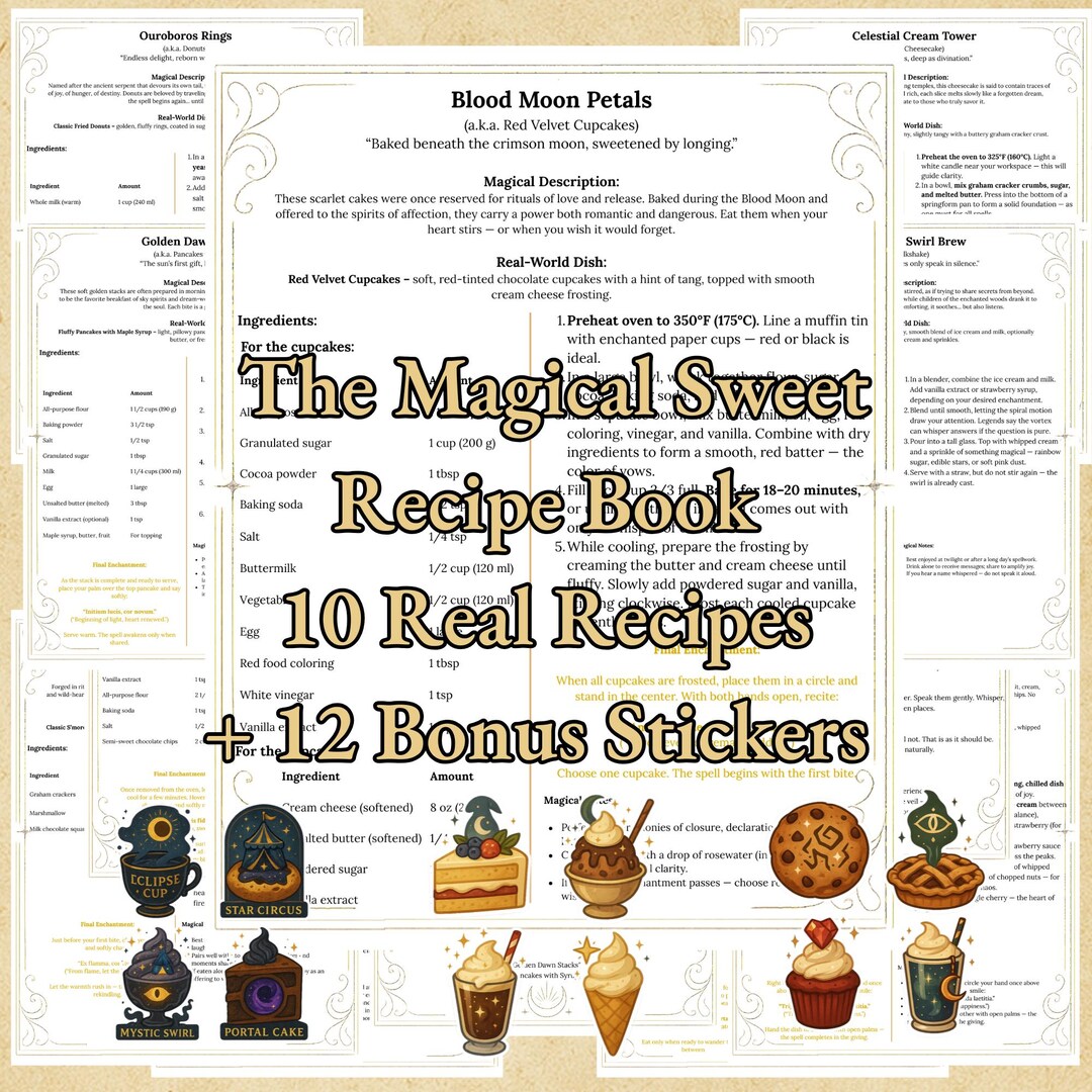 Recipe Book, Magical Dessert, 10 Real Recipes + 12 Bonus Stickers (US ...