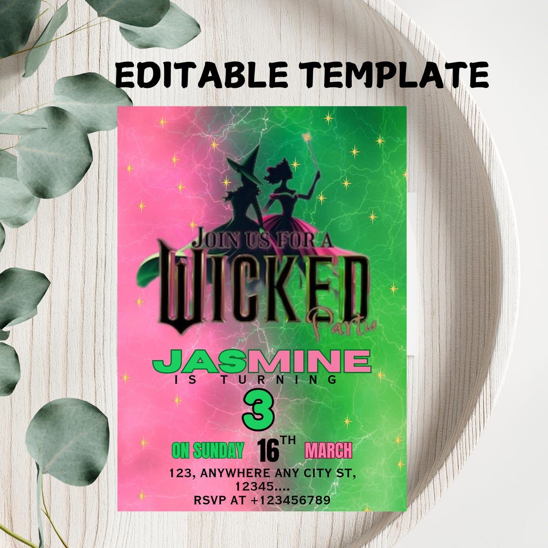 Wicked Birthday Party Invitation, Wicked Party Invitation, WICKED ...