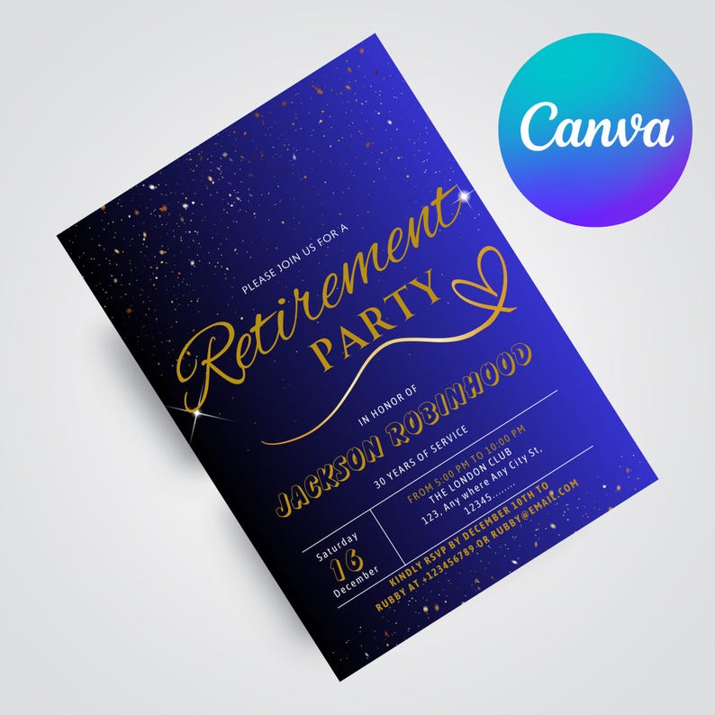 Modern Retirement Party Invitation Template (digital Download) - Etsy