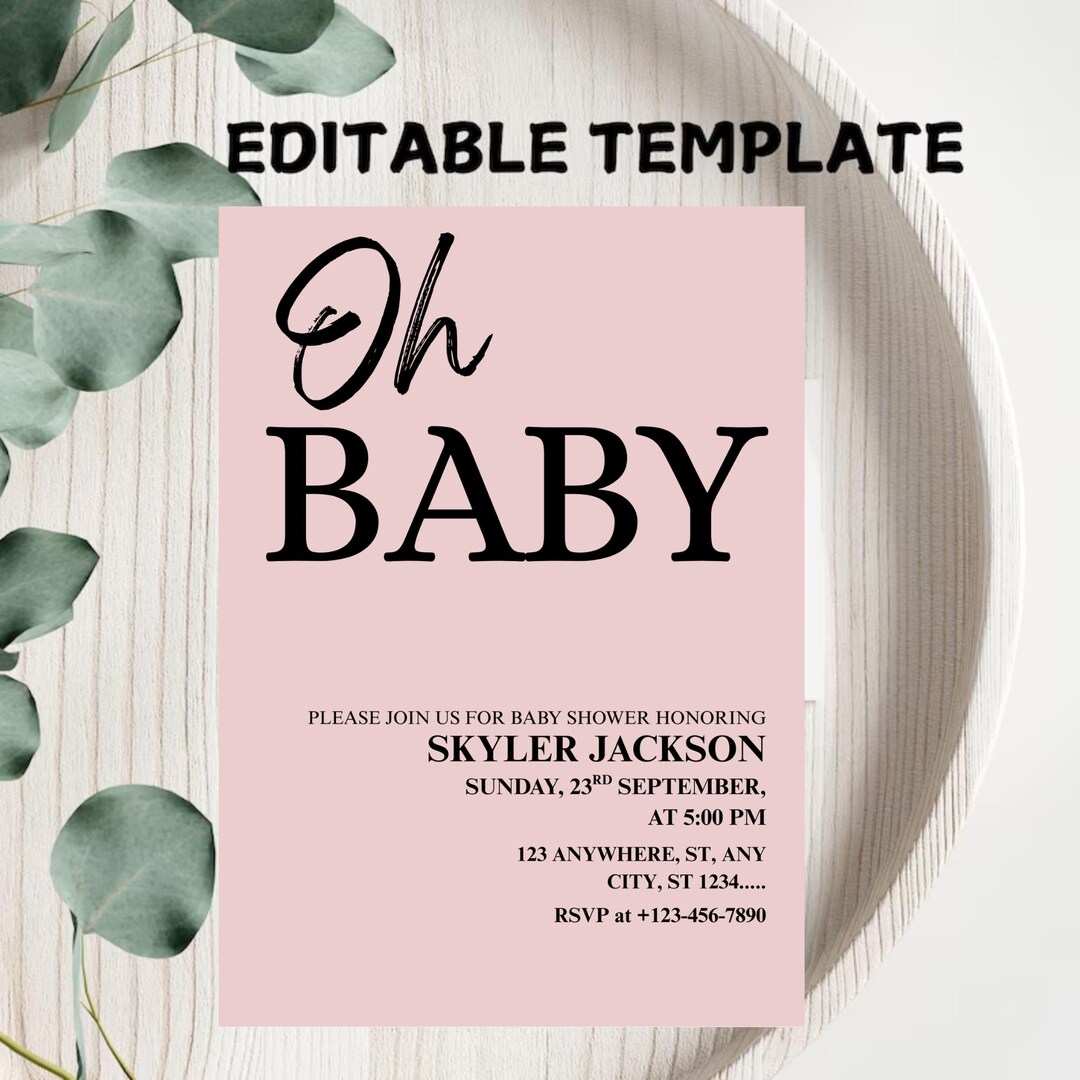 Minimalist Brown Baby Shower Invitation: Gender Neutral, Editable (PDF ...
