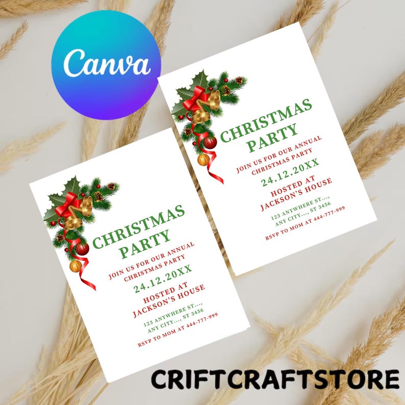Editable Christmas Party Invitation Template (5x7 Inch) - Etsy