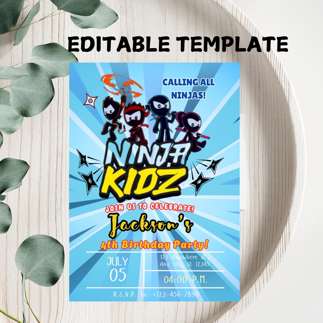 Ninja Kidz Birthday Invitation Template (digital Download) - Etsy