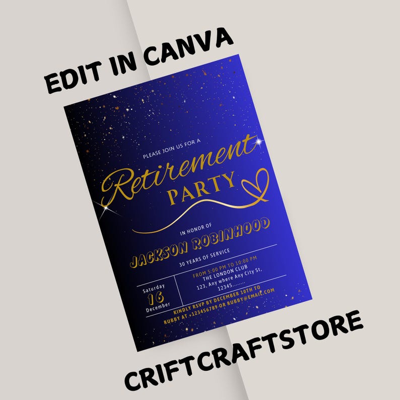 Modern Retirement Party Invitation Template (digital Download) - Etsy