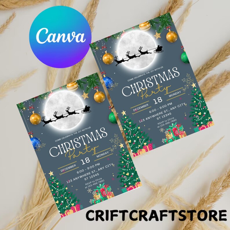 Editable Christmas Party Invitation, Holiday Invite (digital Download ...