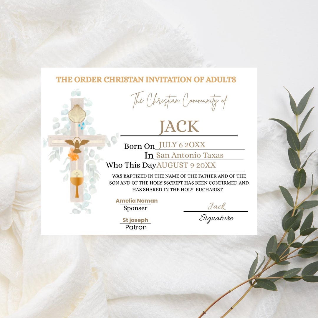 First Communion Certificate Template, Editable First Holy Communion ...