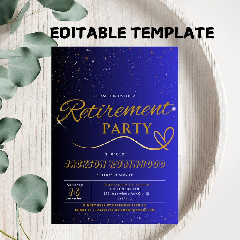 Modern Retirement Party Invitation Template (digital Download) - Etsy