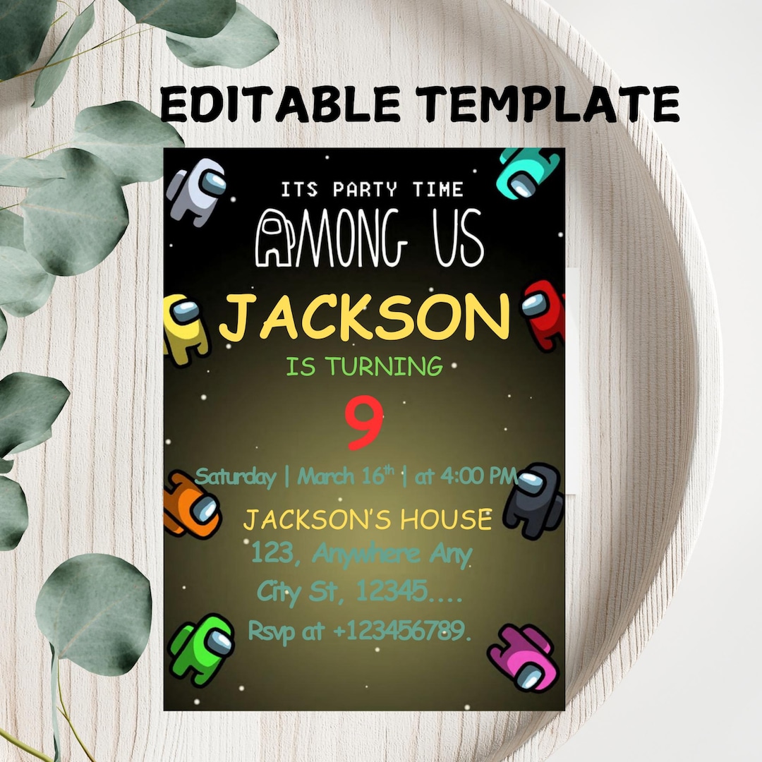 Among Us Invitation, Among Us Birthday Invitation, Editable Among Us ...