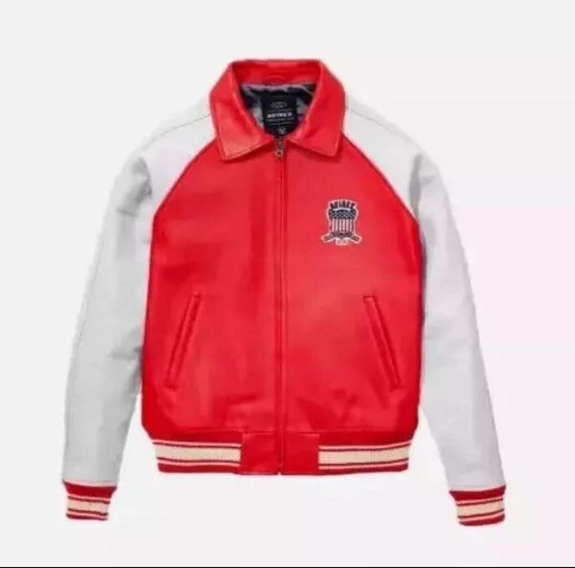 Red N White Color AVIREX USA Edition Icon Jacket, Military Bomber ...