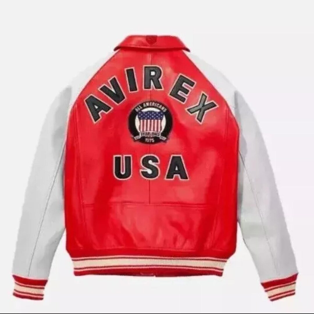 Red N White Color AVIREX USA Edition Icon Jacket, Military Bomber ...