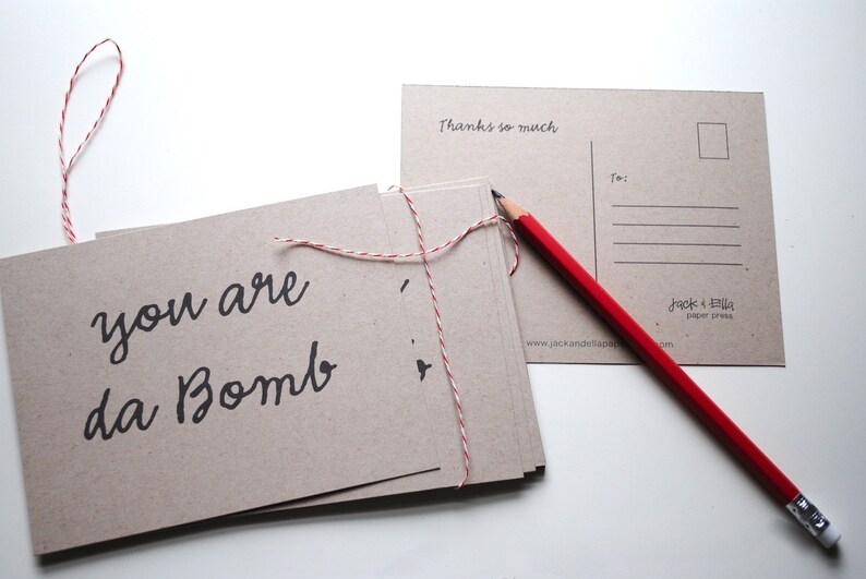 You-are-da-bomb Thank You Postcards 12-pack Simple - Etsy