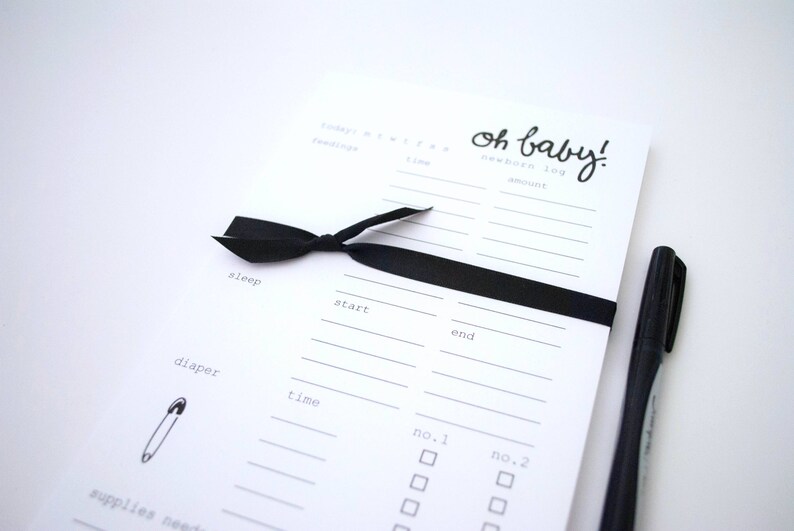 Newborn baby feeding nap log notepad | Etsy